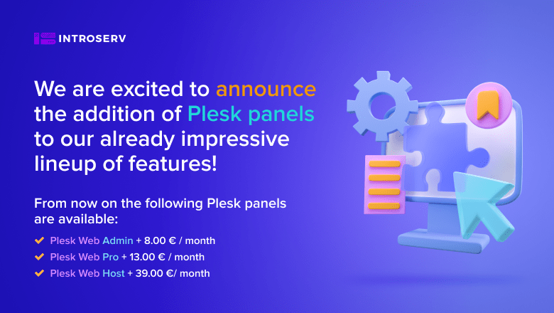 Plesk is now available for all our rates | INTROSERV