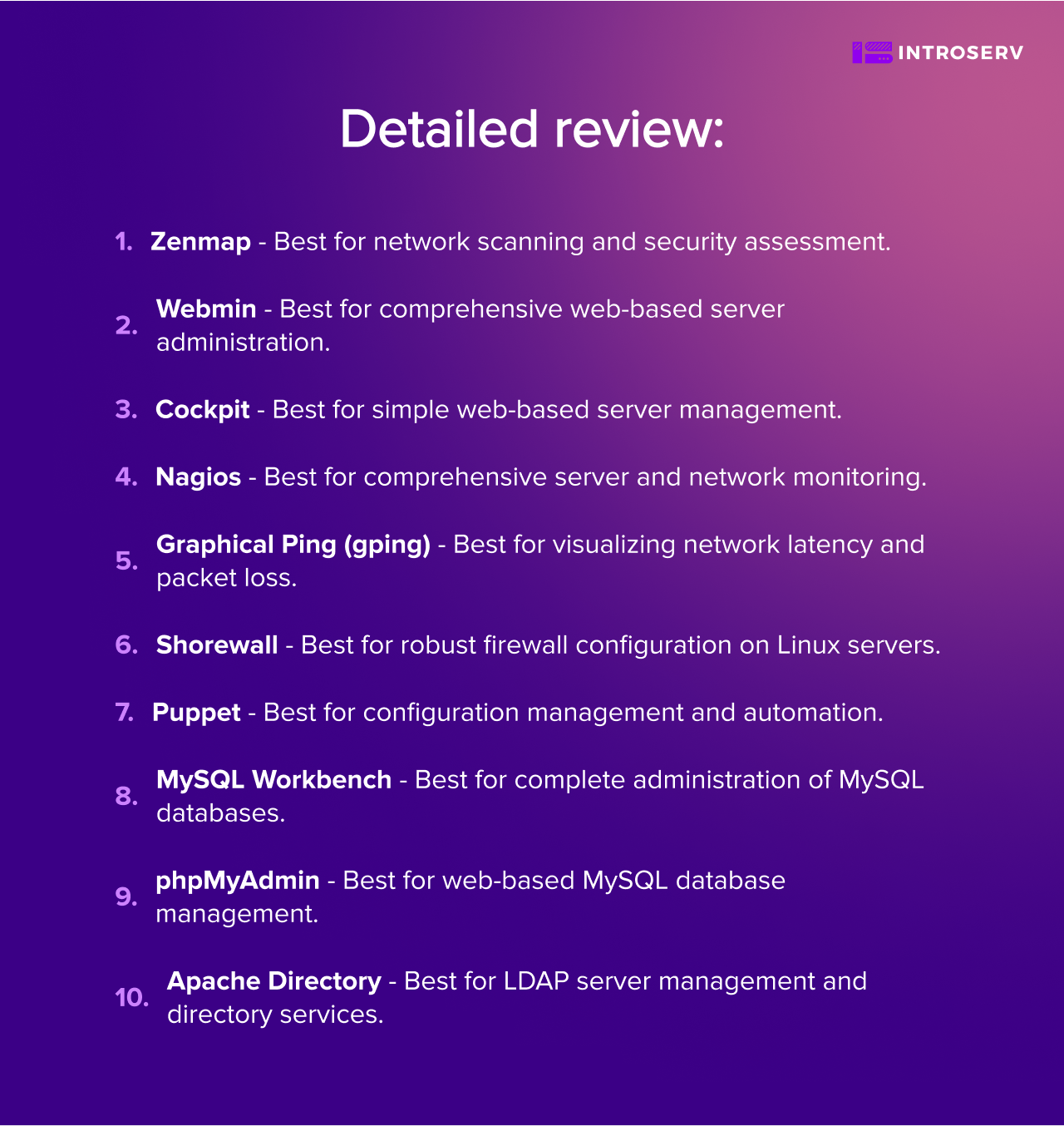 TOP 10 TOOLS FOR LINUX SERVER ADMINISTRATORS | INTROSERV