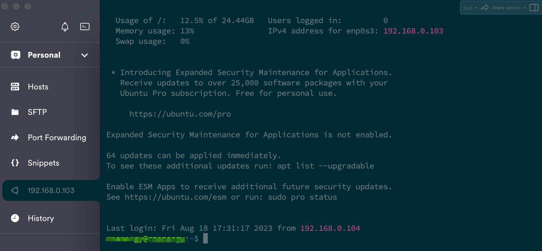 Connessione a un server tramite SSH su MacOS | INTROSERV
